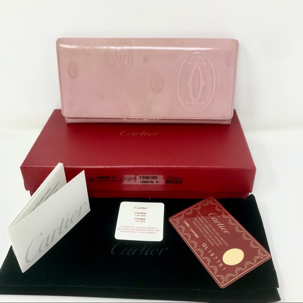 Cartier Pink Patent Leather Happy Birthday Wallet - Gem